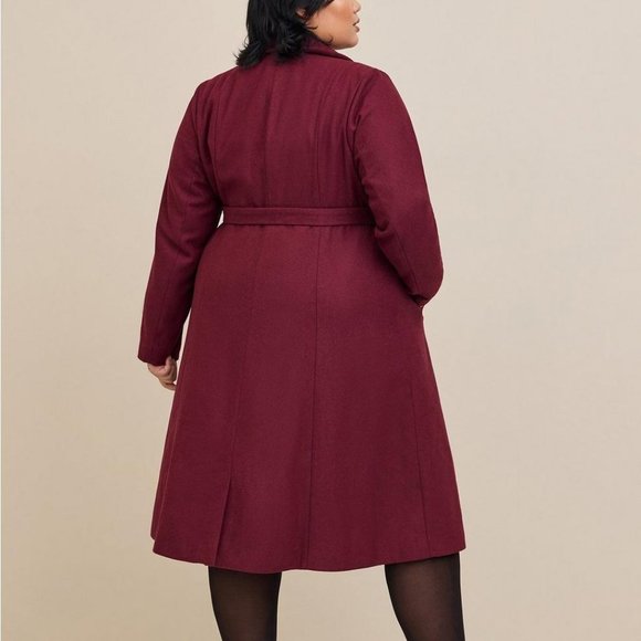 torrid | Jackets & Coats | Torrid Trench Coat 4x Burgundy Wool Blend ...